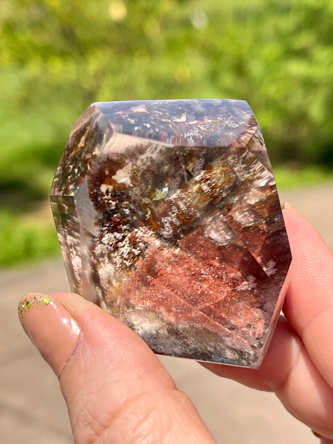 Colorful Lodolite Phantom Garden Quartz Crystal Free Form, 57 Mm, High ...