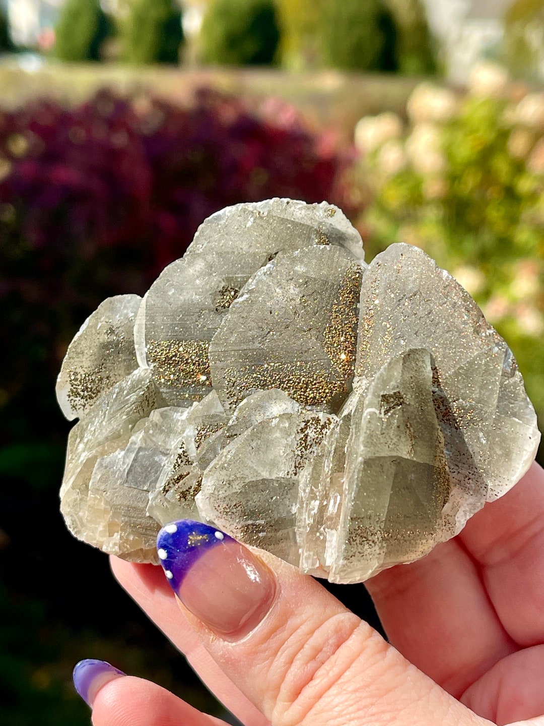 Gold Pyrite chalcopyrite Benz Calcite Crystal Cluster 88 - Etsy