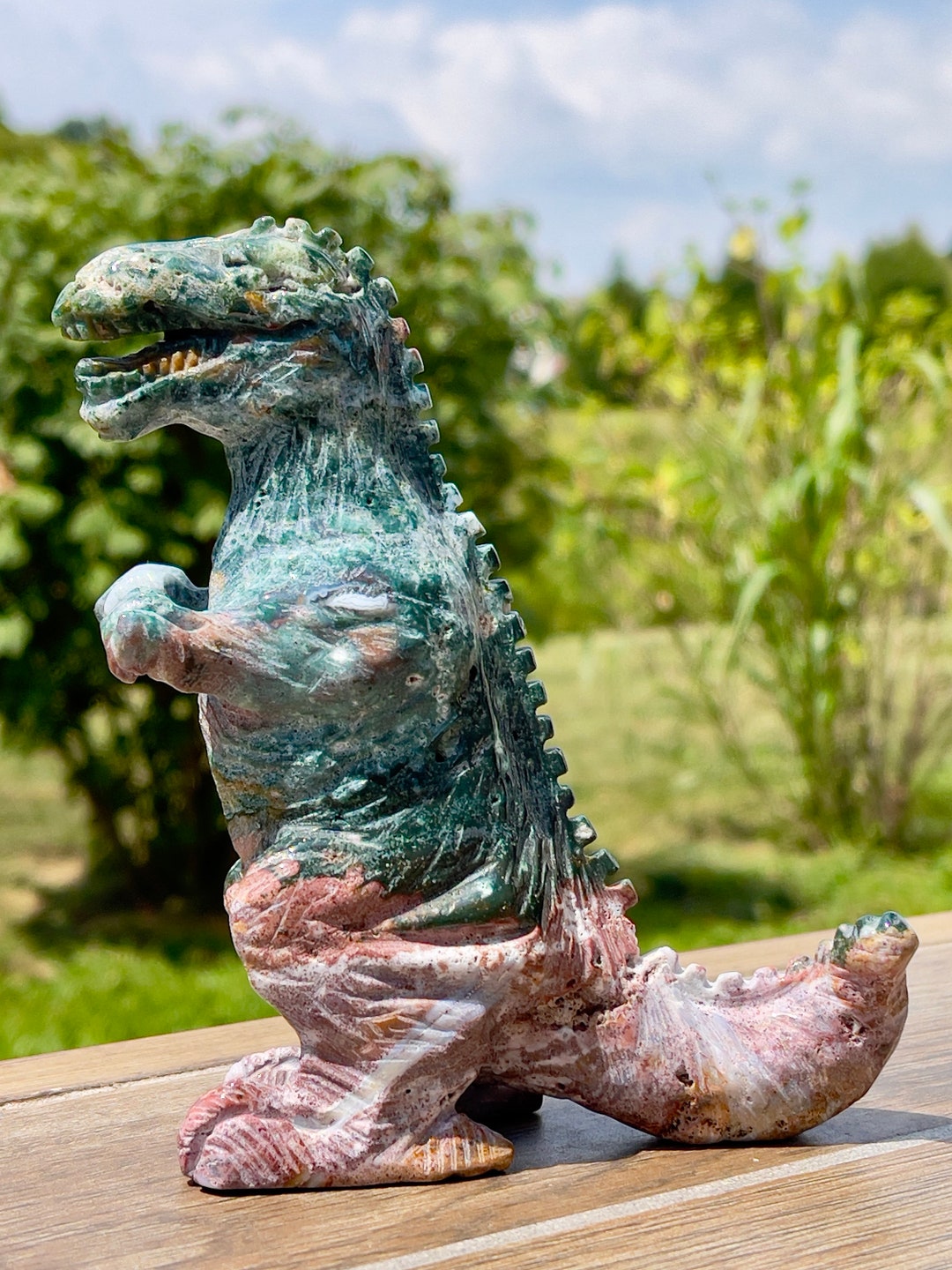 Sea Jasper Godzilla Crystal Carving Statement Piece - Etsy