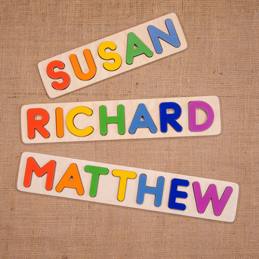 Custom Wooden Name Puzzle: Rainbow Nursery Decor - Etsy