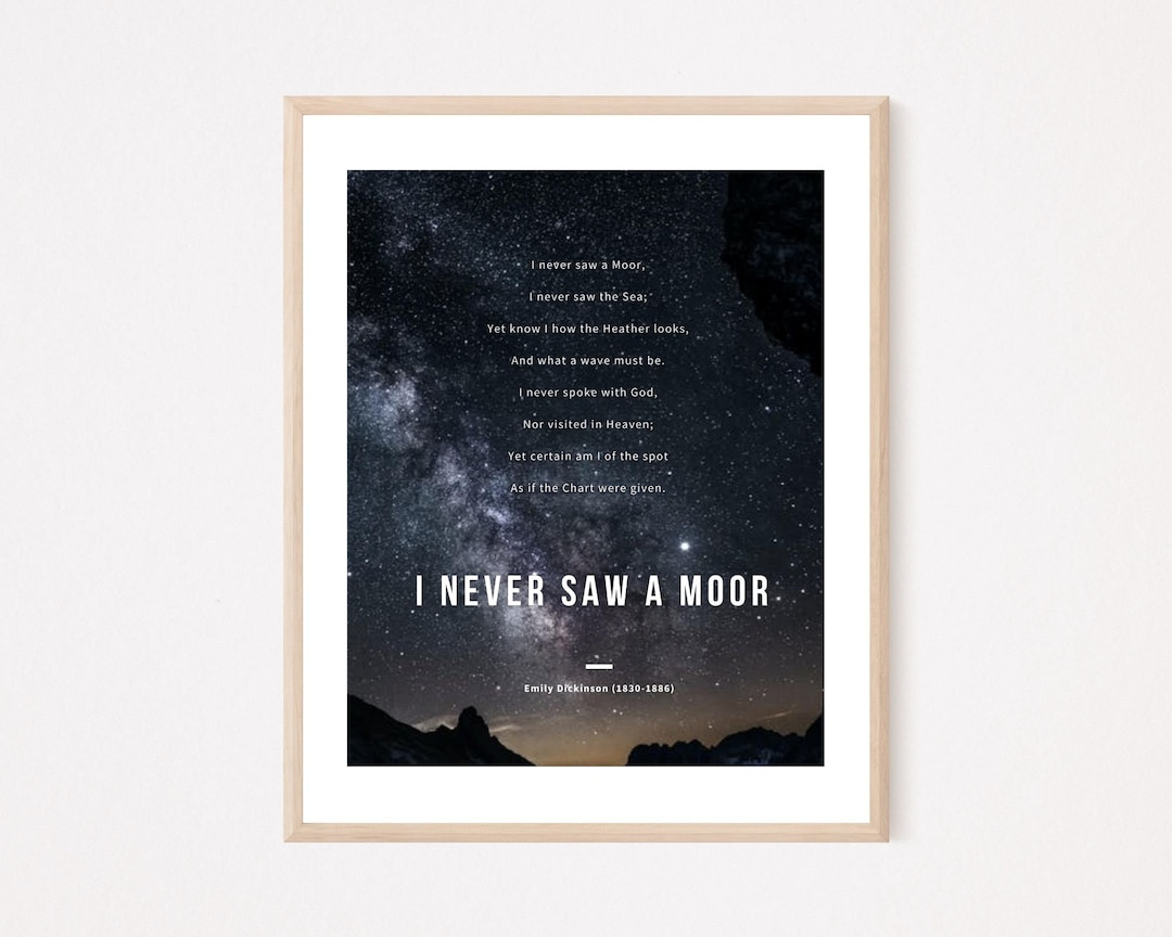 Inspirational, Encouraging Classic Poem Poster, I Never Saw a Moor ...