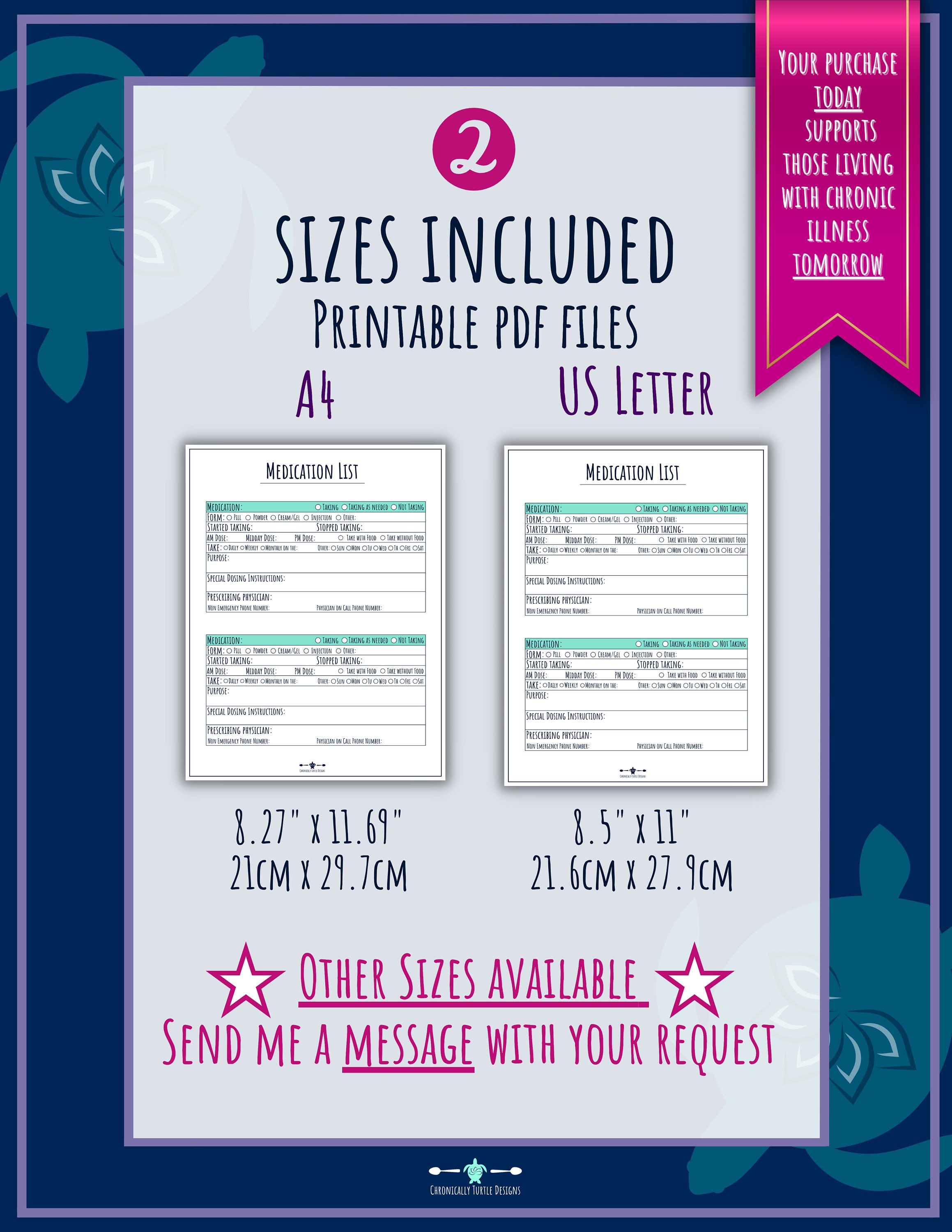 Printable Medication List | Digital Medication List | Chronic Illness ...
