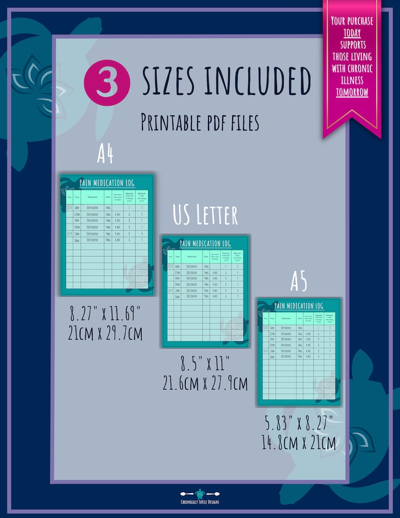 Pain Medication Tracker Printable | Chronic Pain | Chronic Illness ...