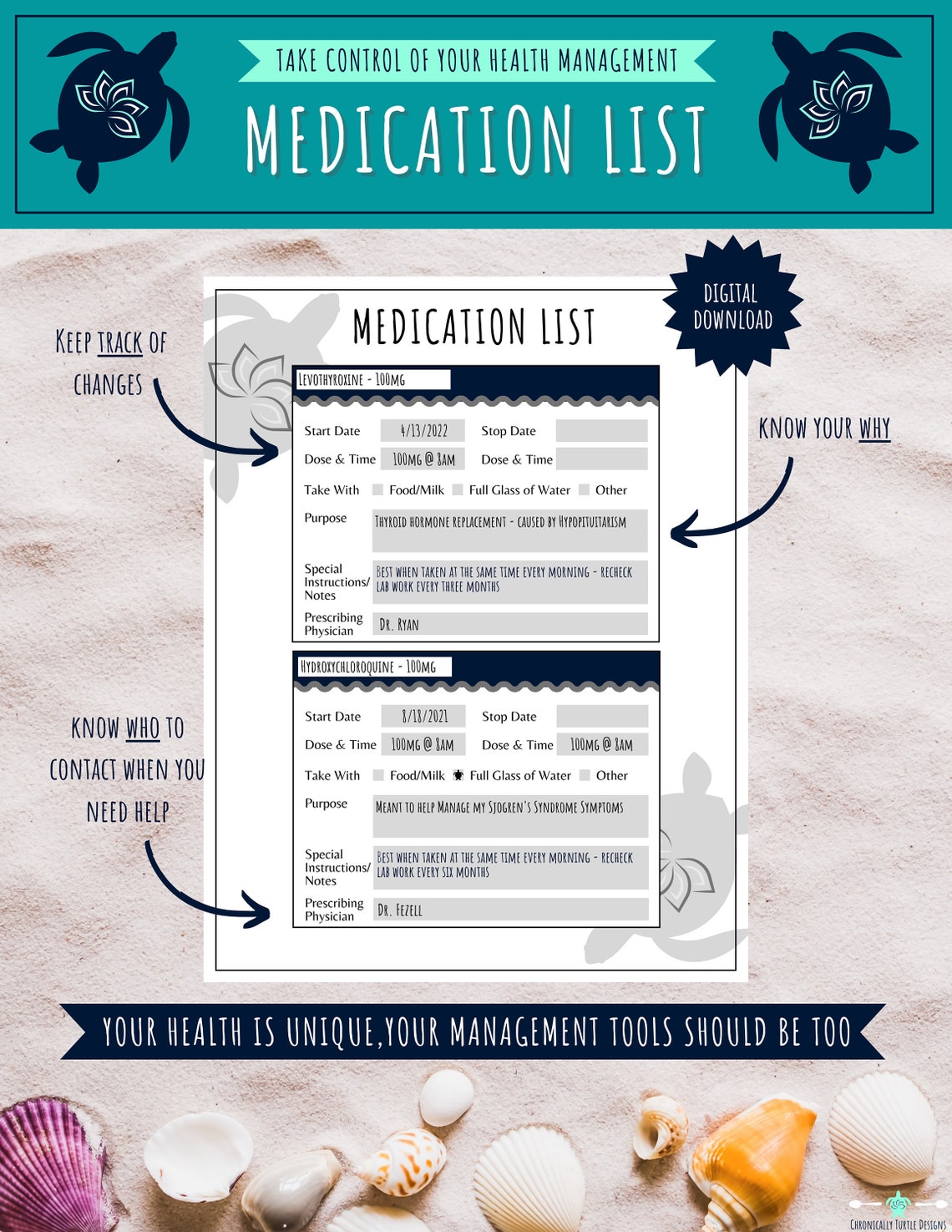 Printable Medication List | Fillable Medication List | Medication ...