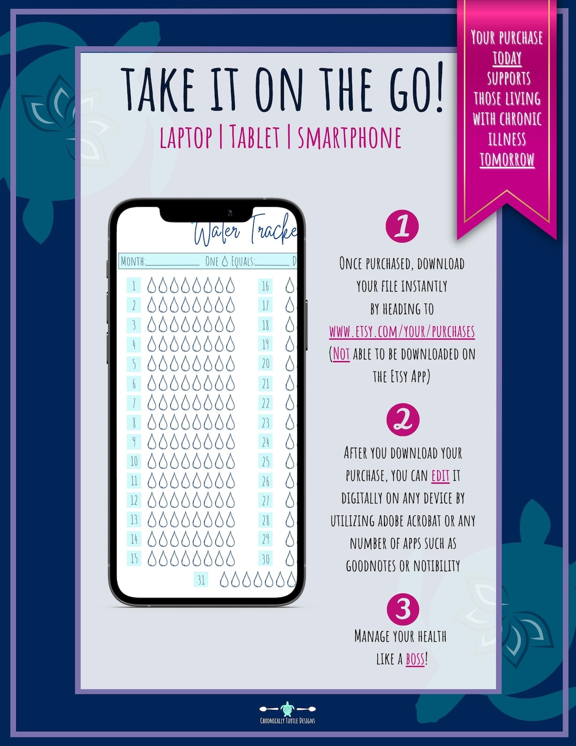 Water Tracker, Fillable and Printable, Habit Tracker Printable, Daily ...