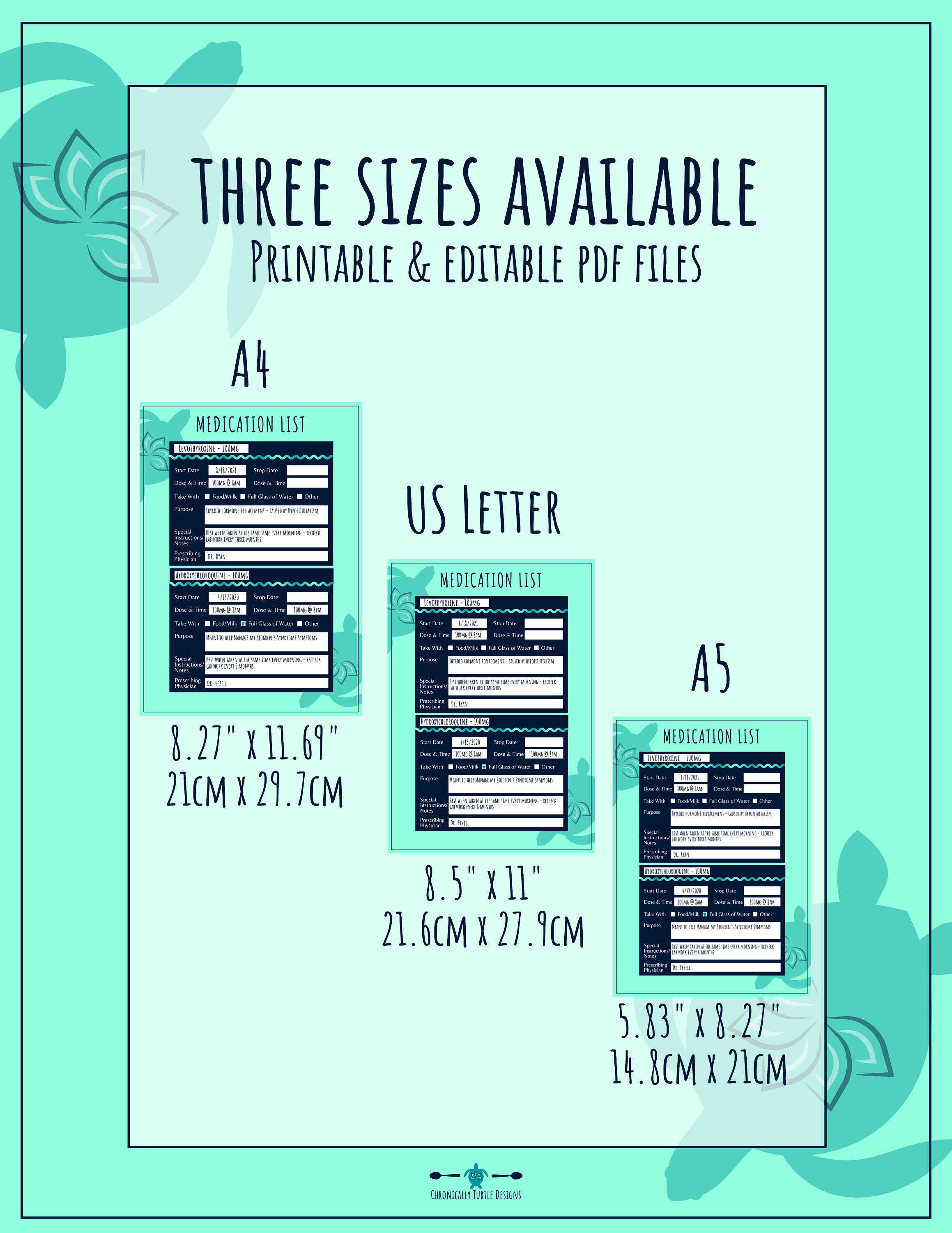 Printable Medication List | Digital Medication List | Chronic Illness ...