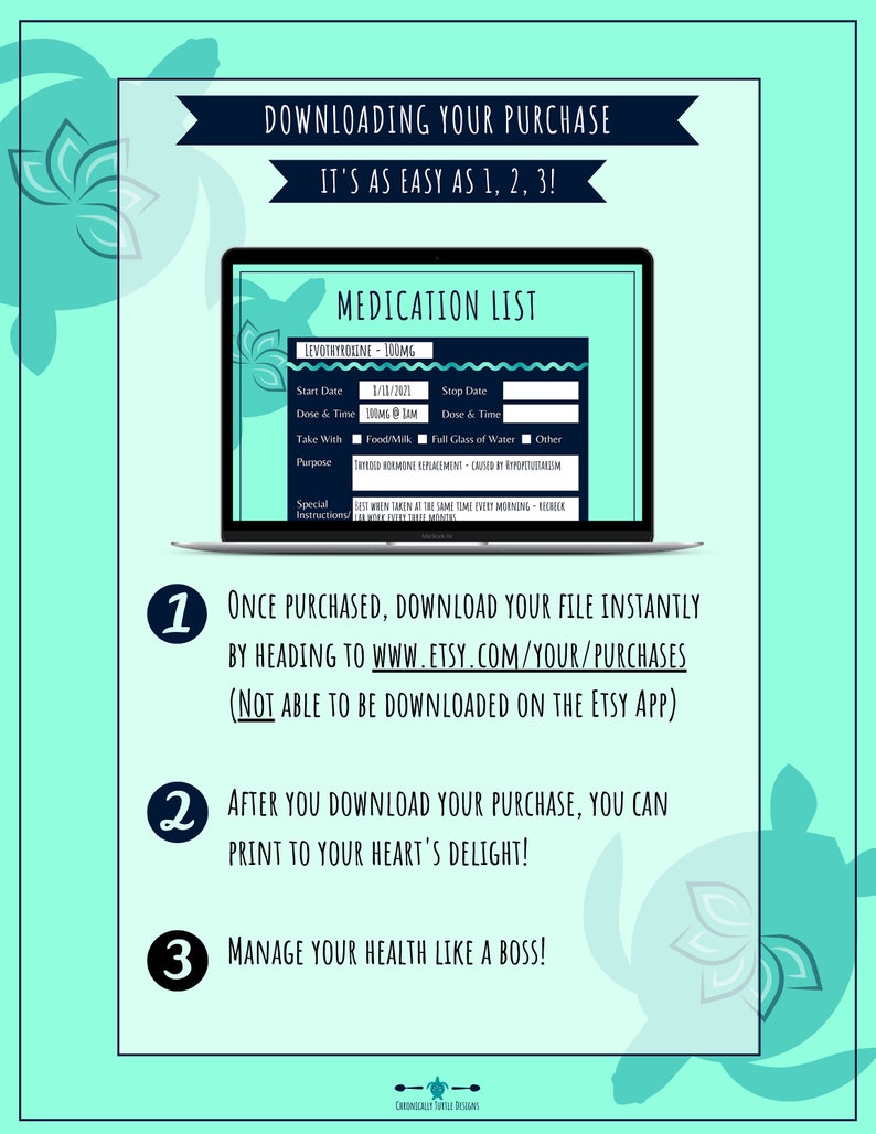 Printable Medication List | Digital Medication List | Chronic Illness ...
