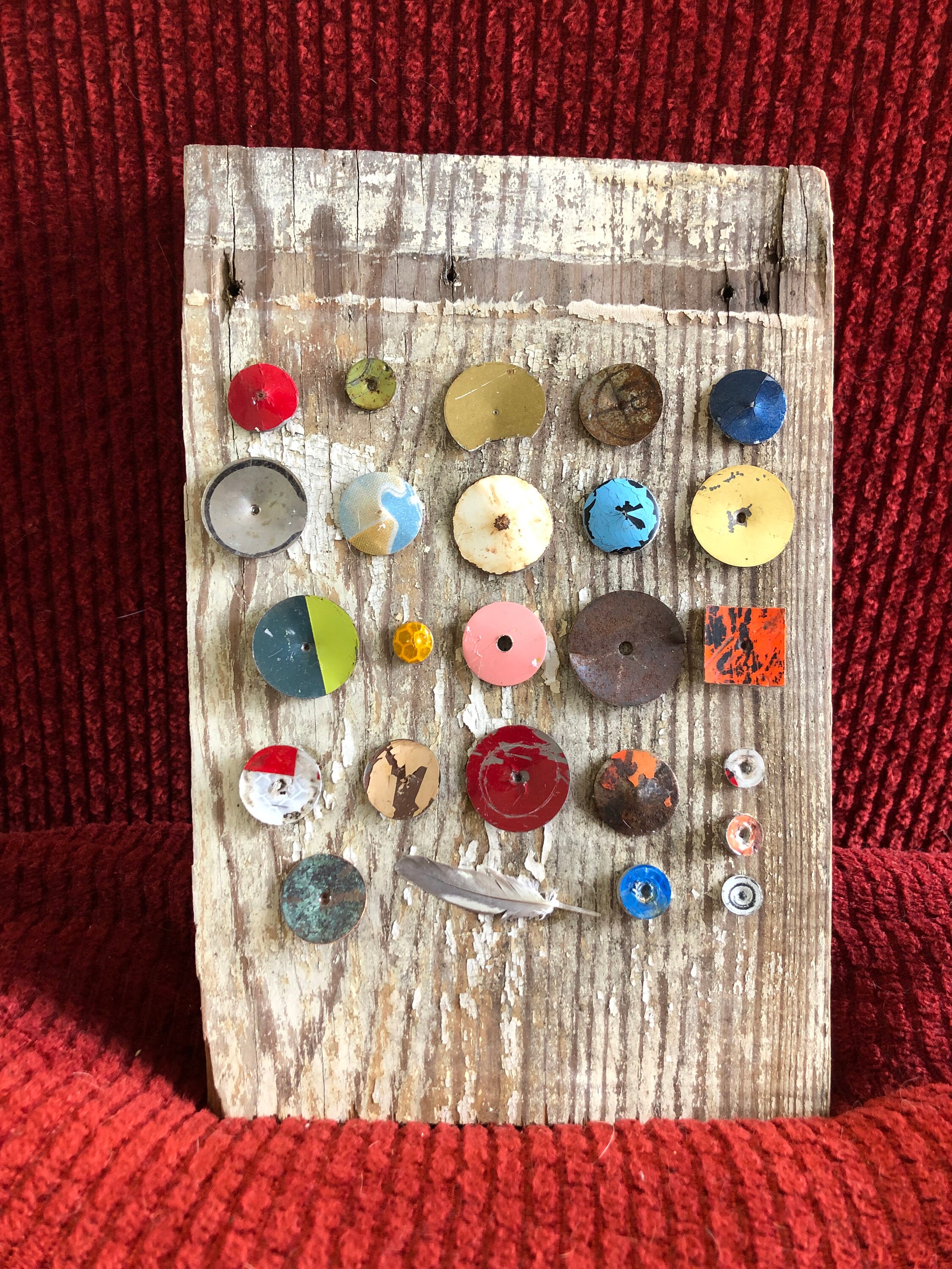Metal Dots on Reclaimed Wood Wall Hanging - Etsy