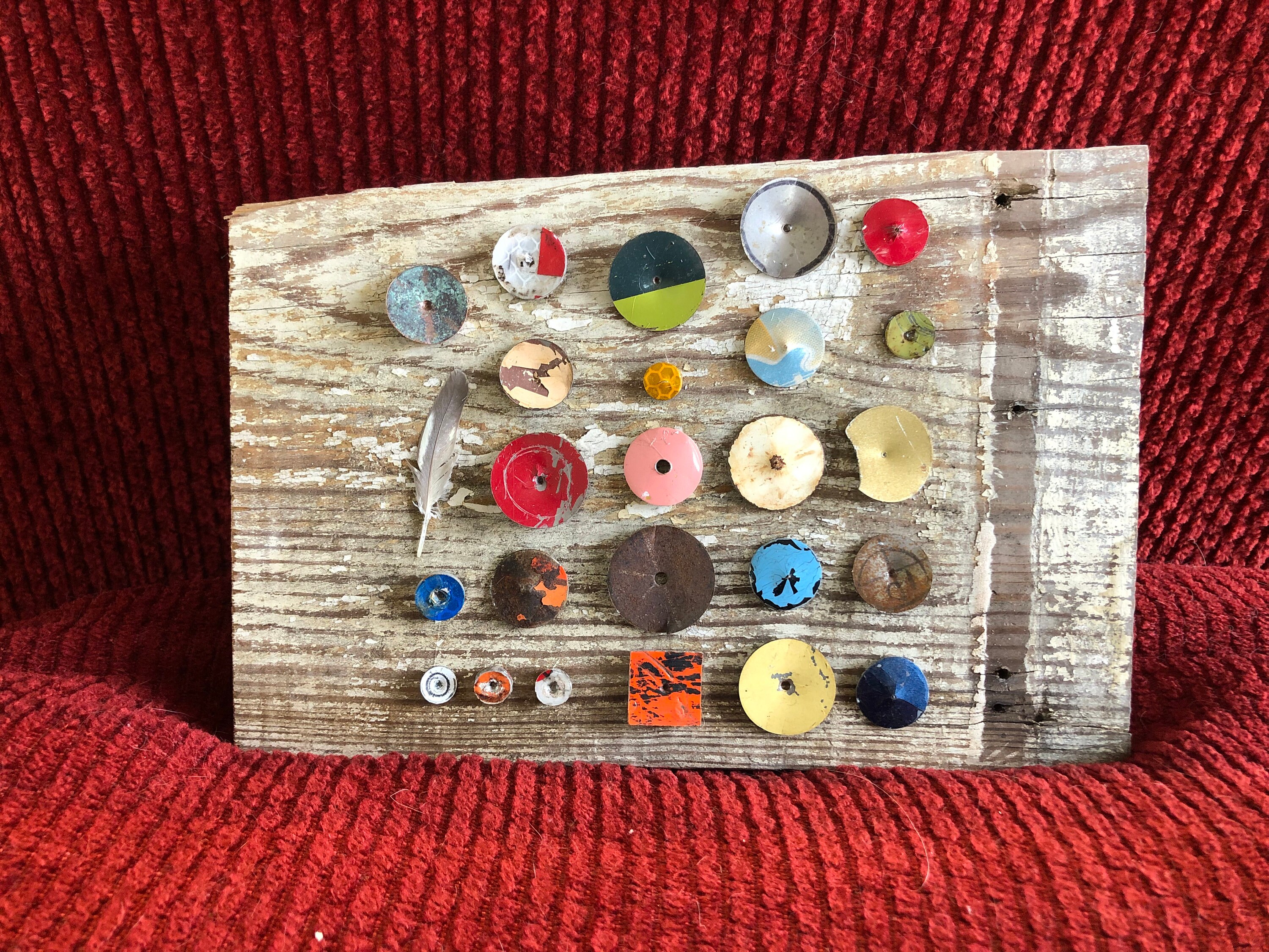 Metal Dots on Reclaimed Wood Wall Hanging - Etsy