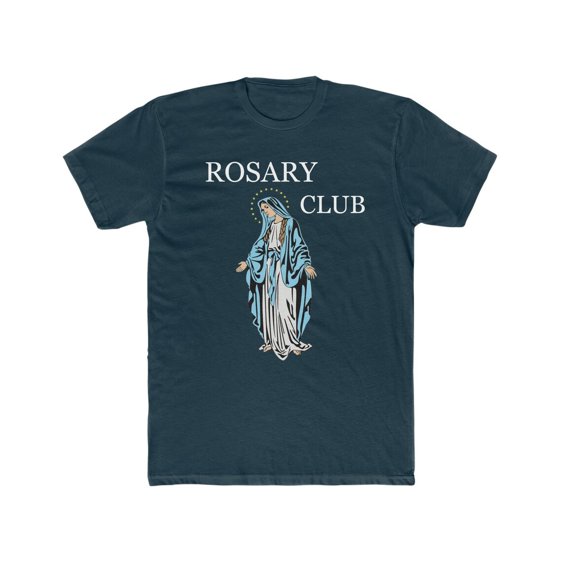 Religious Rosary Club Mary Unisex Cotton Crew Tee, Catholic Faith Shirt ...