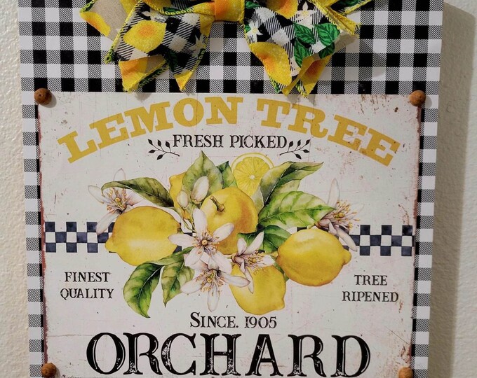 Lemon Tree Farmhouse Rustic Wood Sign, Wall Hanger Home Decor ...