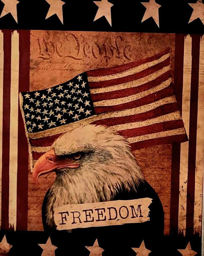 Freedom We the People Patriotic USA Flag American Eagle Wood Canvas Art ...
