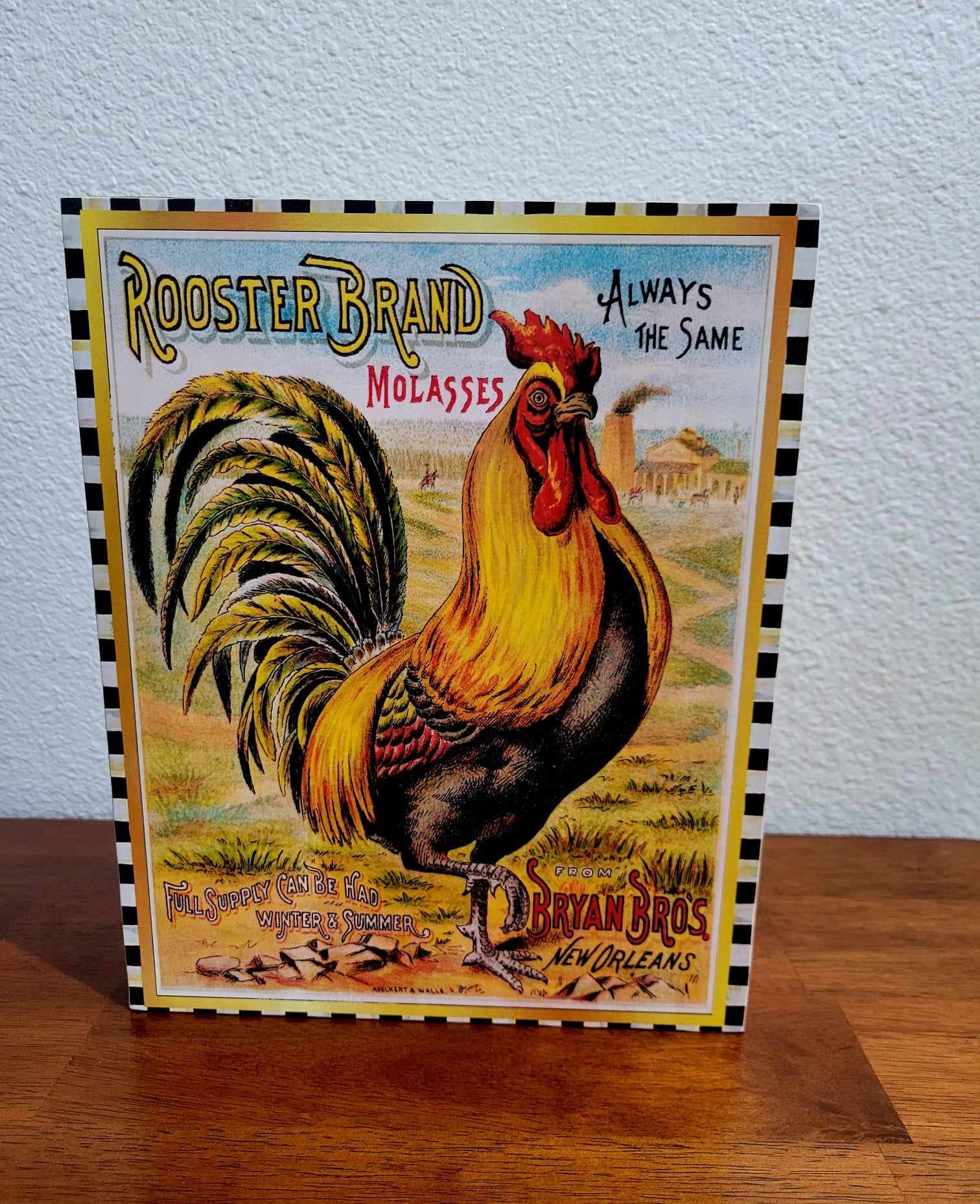 Vintage Rooster Poster Wood Art Sign, Farmhouse Home Deocor, Rooster ...