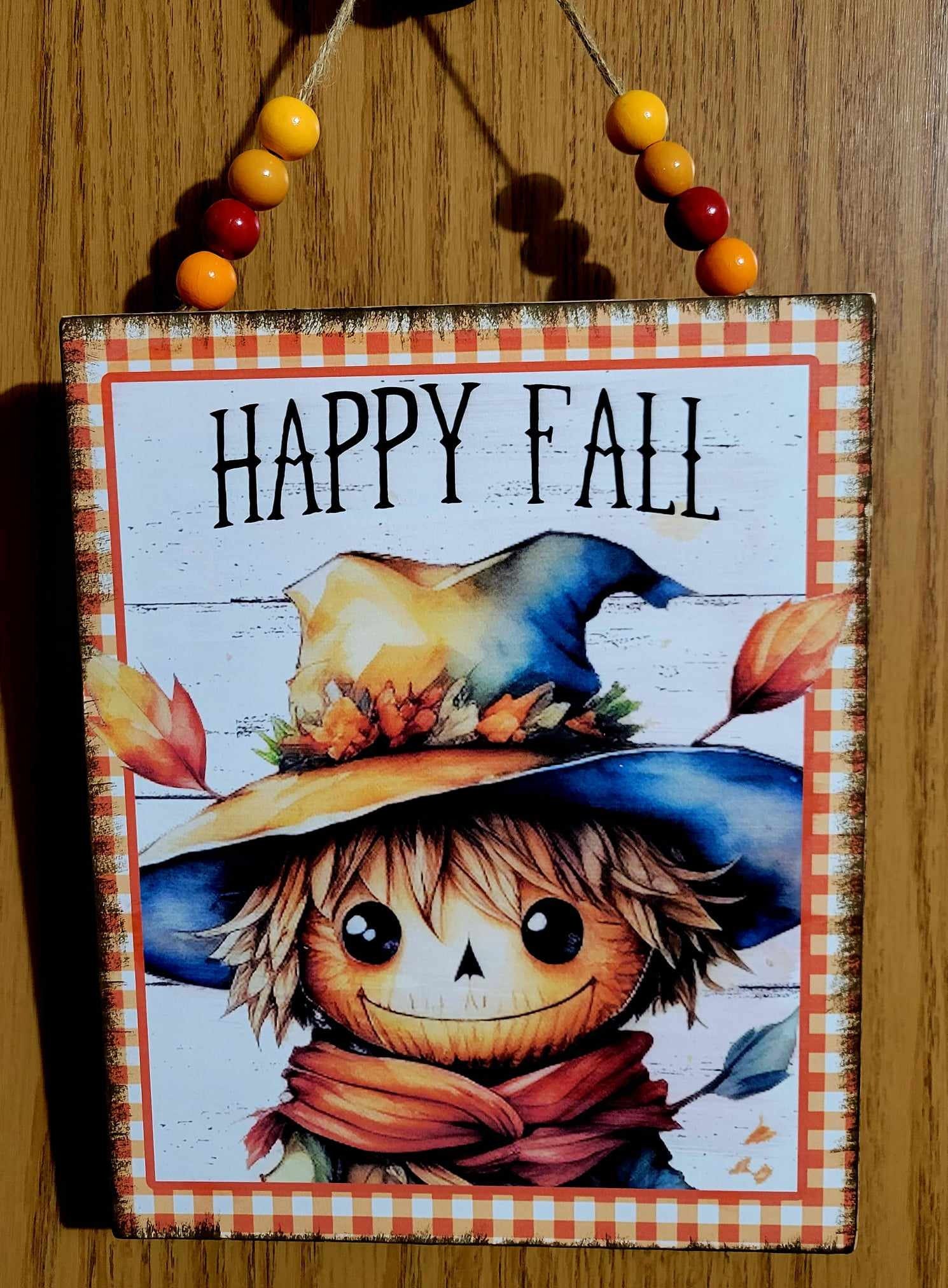 Happy Fall Scarecrow Wood Sign Wall Hanger Rustic Fall Art - Etsy