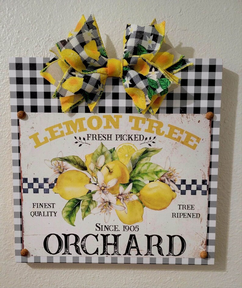 Lemon Tree Farmhouse Rustic Wood Sign, Wall Hanger Home Decor Handmade ...