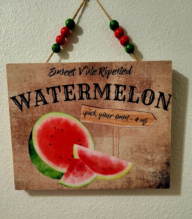 Watermelon Wood Sign With Watermelon Beads Hanger Summer Home - Etsy