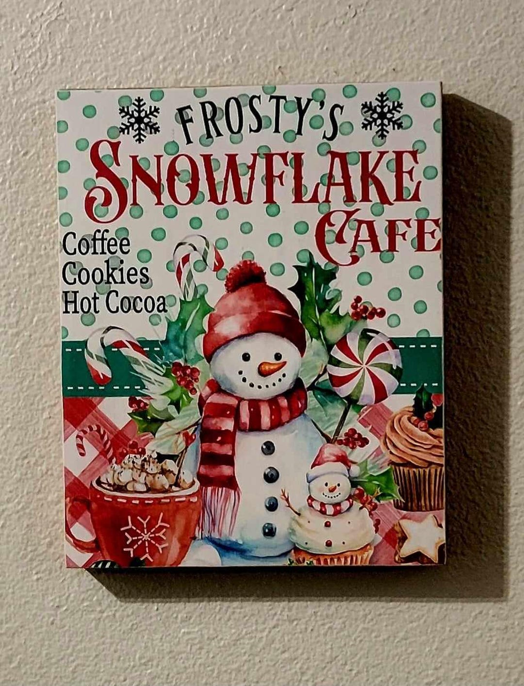 Vintage Snowman Cafe Wood Canvas Sign, Winter Holiday Decor, Gift - Etsy