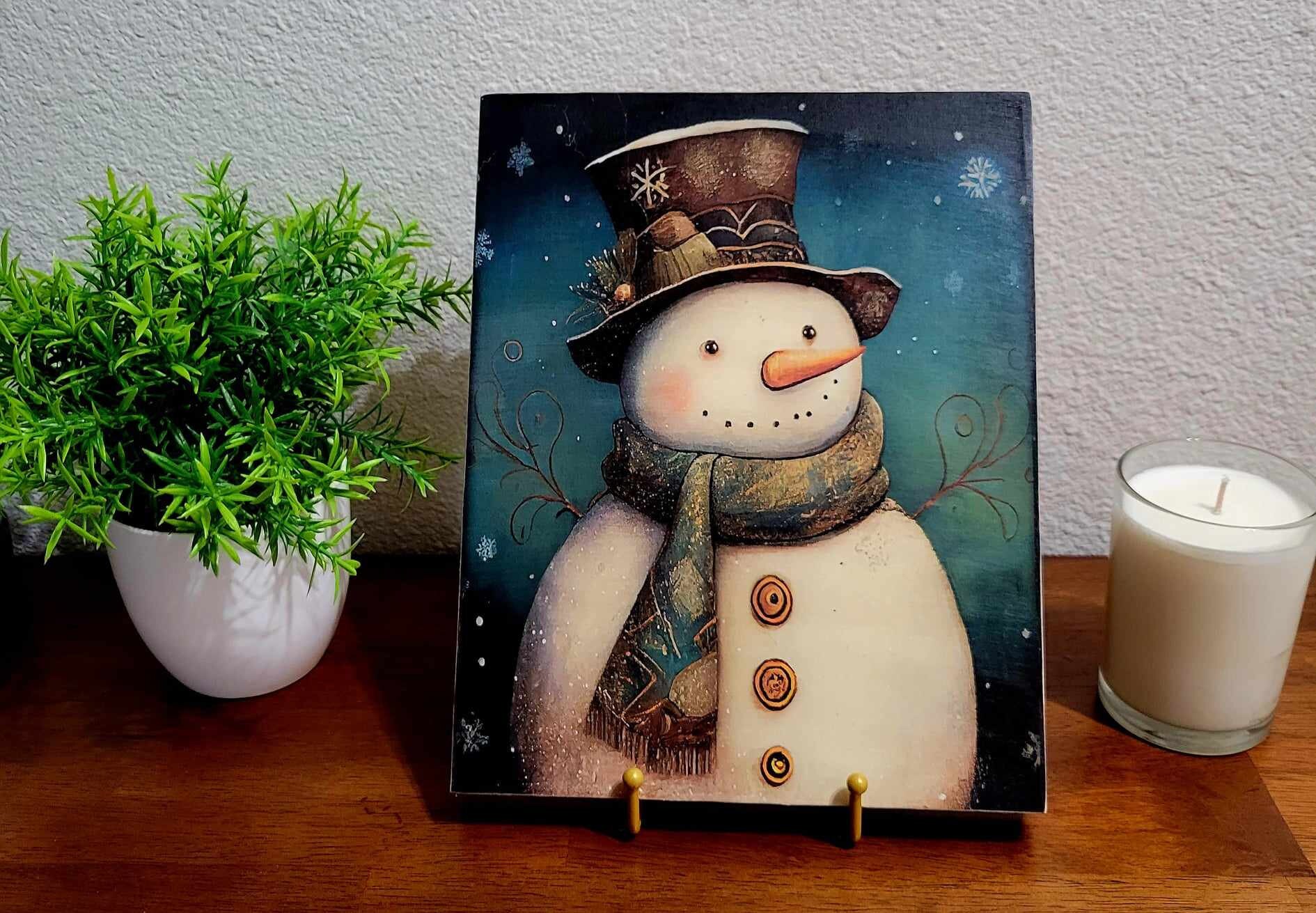 Vintage Snowman Wood Sign Wall Hanger, Winter Art, Holiday Home Decor ...