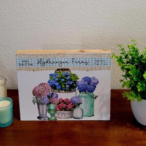 Hydrangea Farm Wood Wall Art Sign, Spring Farmhouse Home Decor ...