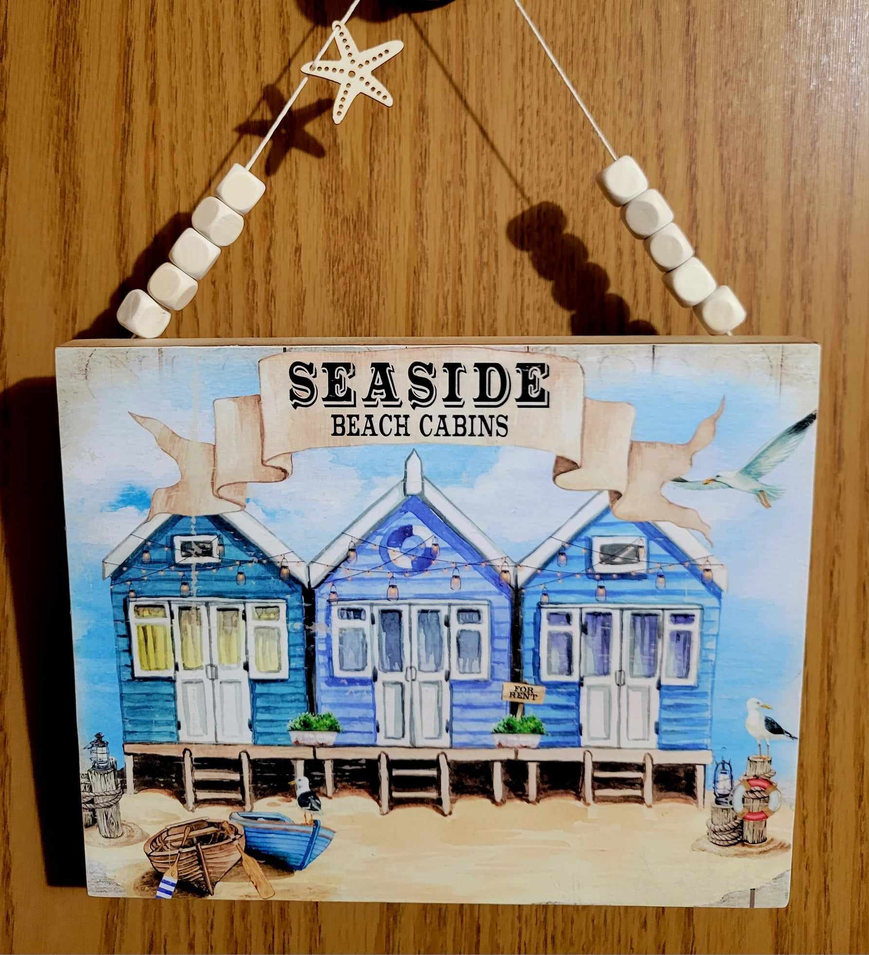 Beach Wood Sign, Nautical Art, Coastal Craft, Seagulls, Seashells ...