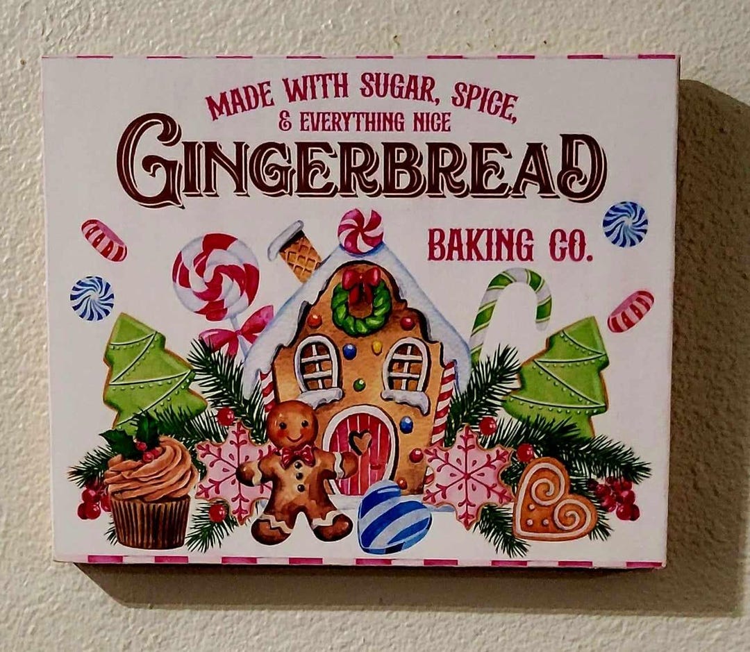 Gingerbread Baking Company Christmas Wood Canvas Sign, Holiday Home ...