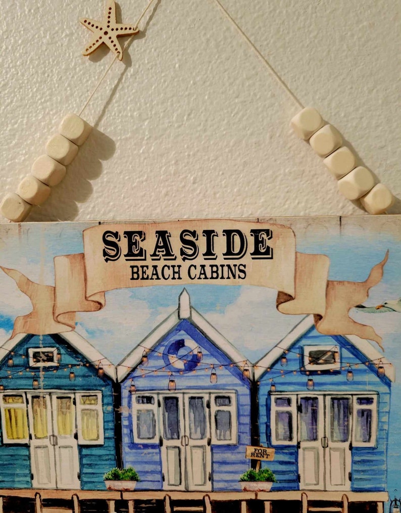 Beach Wood Sign, Nautical Art, Coastal Craft, Seagulls, Seashells ...