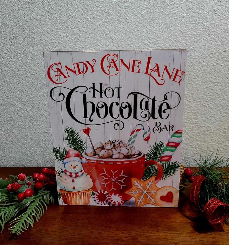 Hot Chocolate Bar Wood Canvas Art Sign, Christmas Wall Decor, Gift - Etsy