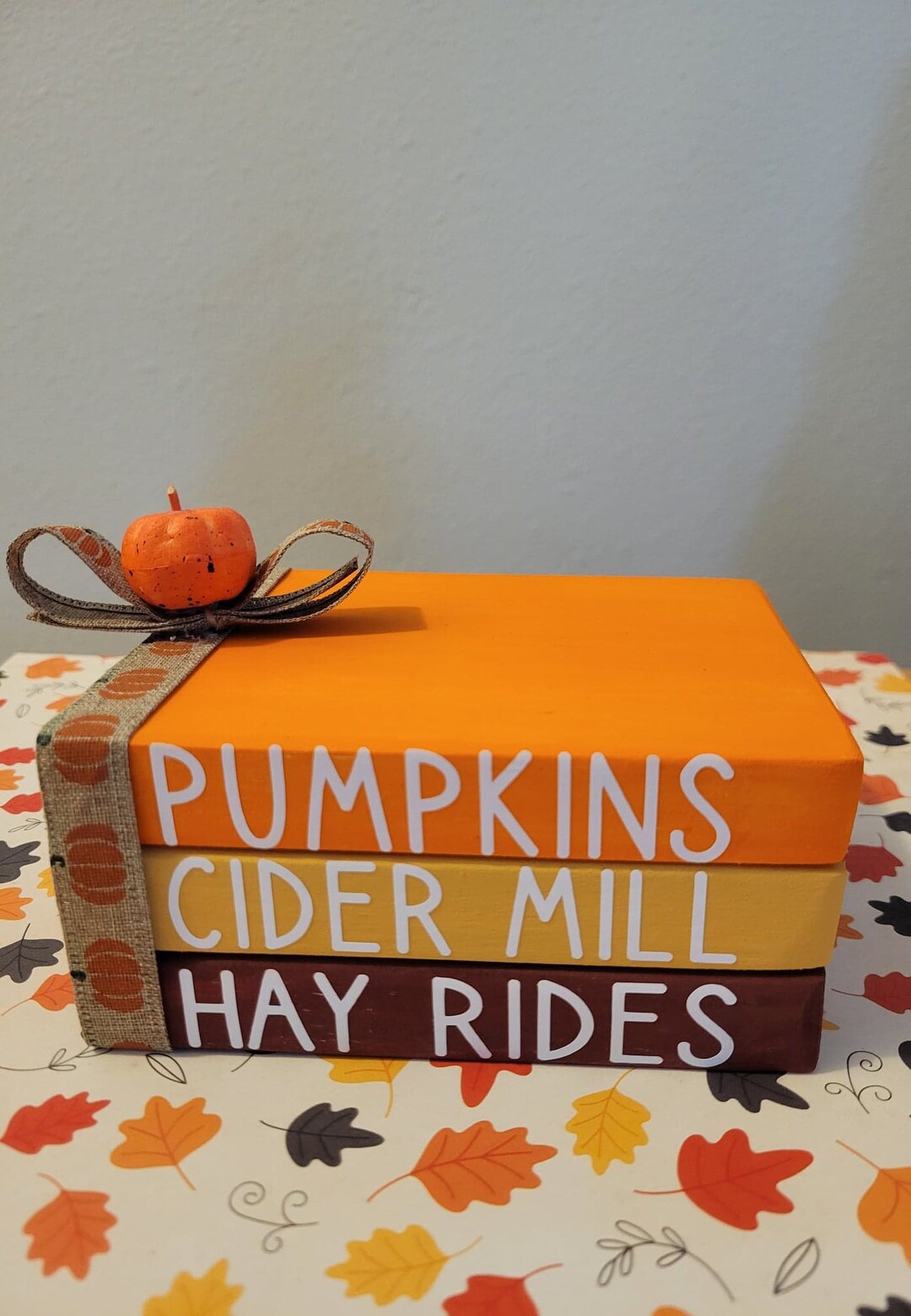 Fall Book Stack Thanksgiving Home Decor Handmade Gift - Etsy