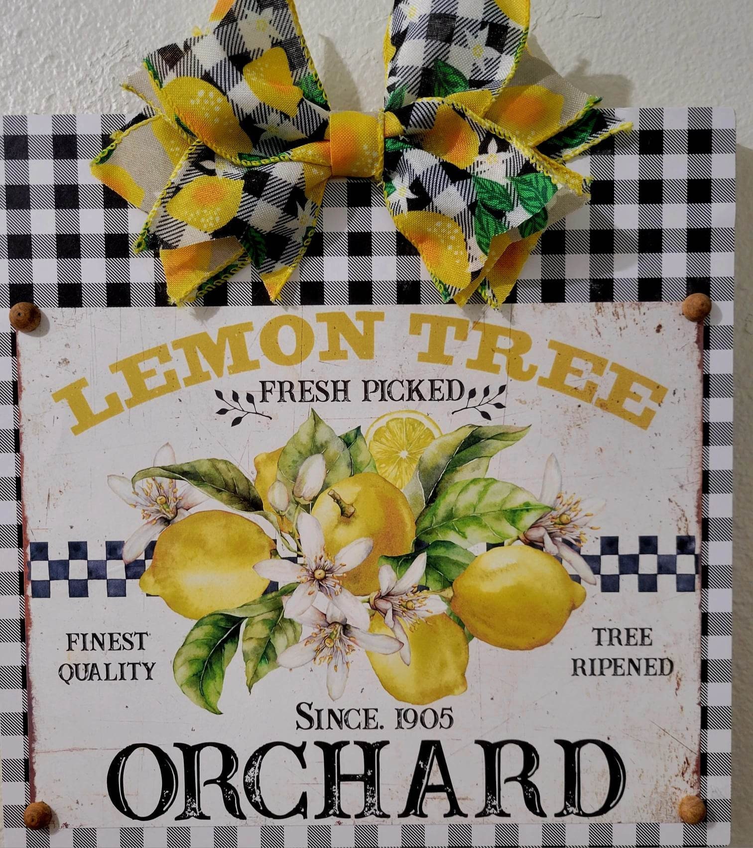 Lemon Tree Farmhouse Rustic Wood Sign, Wall Hanger Home Decor Handmade ...