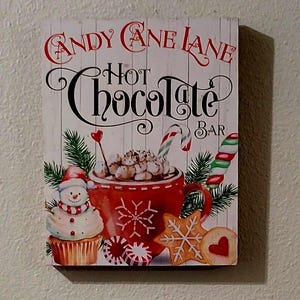 Hot Chocolate Bar Wood Canvas Art Sign, Christmas Wall Decor, Gift - Etsy
