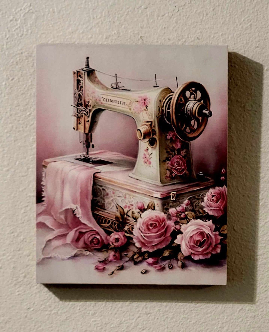 Vintage Antique Sewing Machine With Flowers Shabby Chic Dressmaker ...