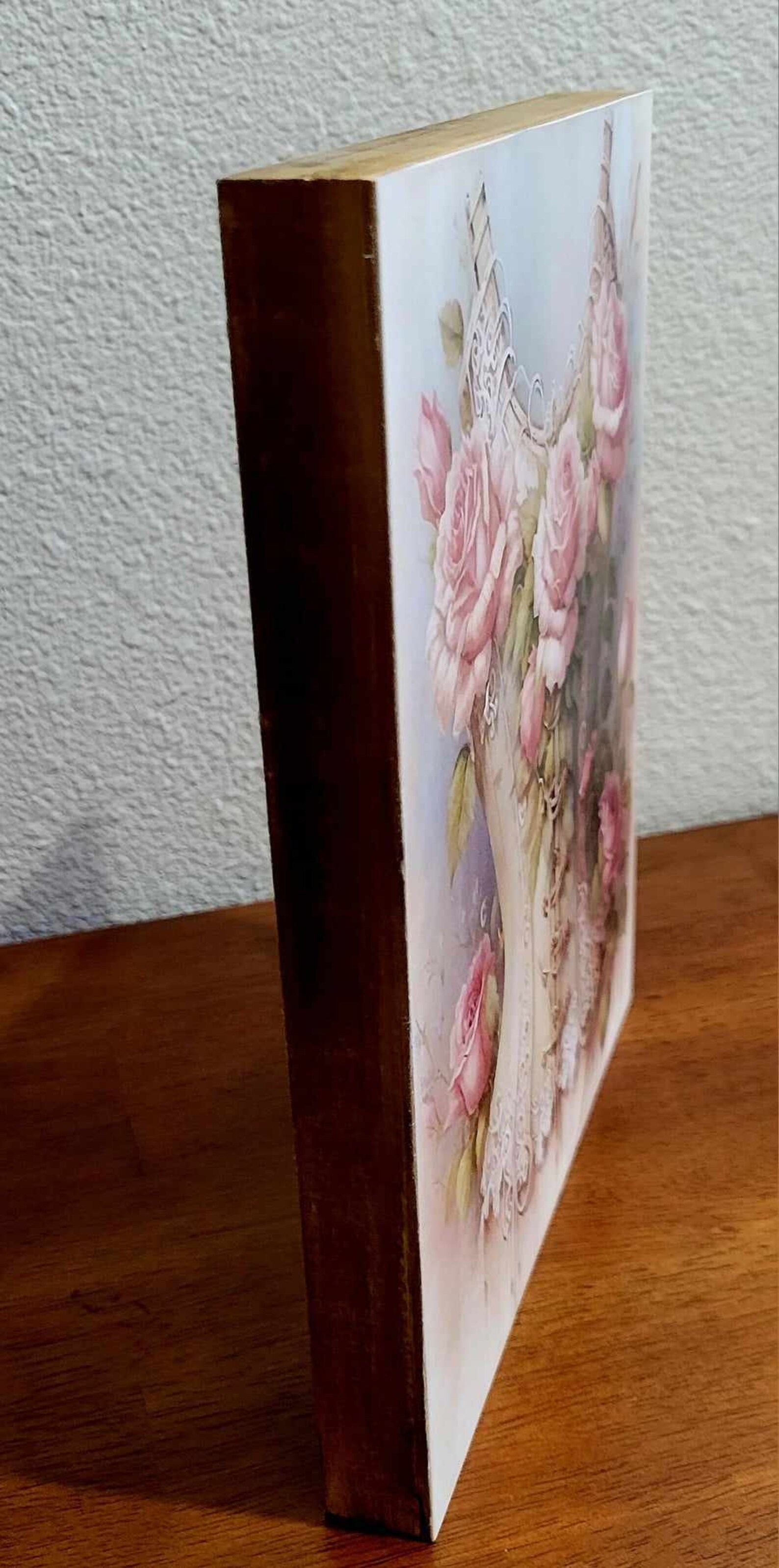 Vintage Corset and Rose Wall Art on Wood Canvas, Shabby Chic Boudoir ...