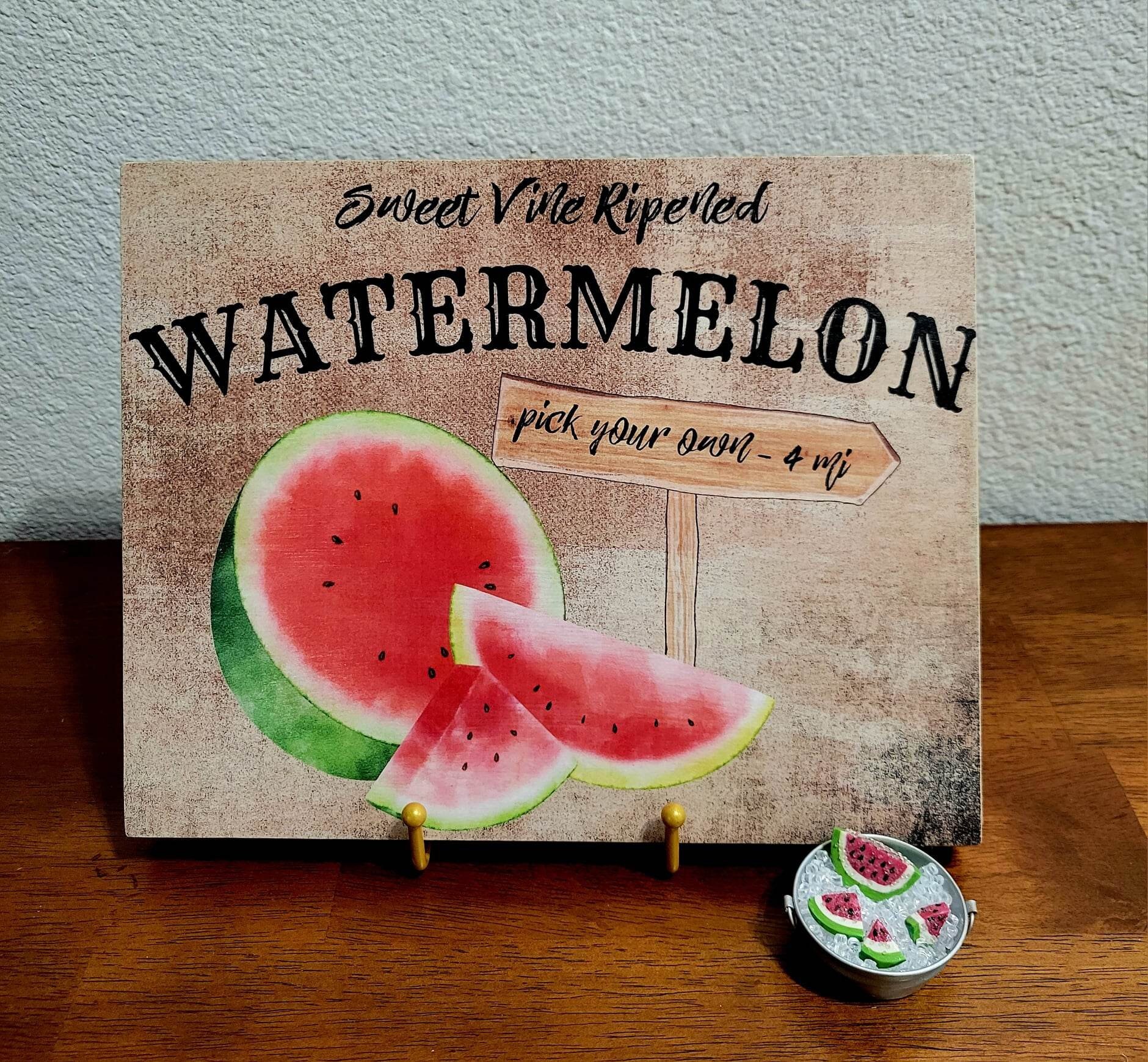 Watermelon Wood Sign With Watermelon Beads Hanger, Summer Home Decor ...
