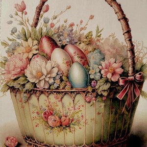 Vintage Easter Egg Basket Wood Canvas Wall Art, Shabby Chic Easter Handmade Gift - Etsy