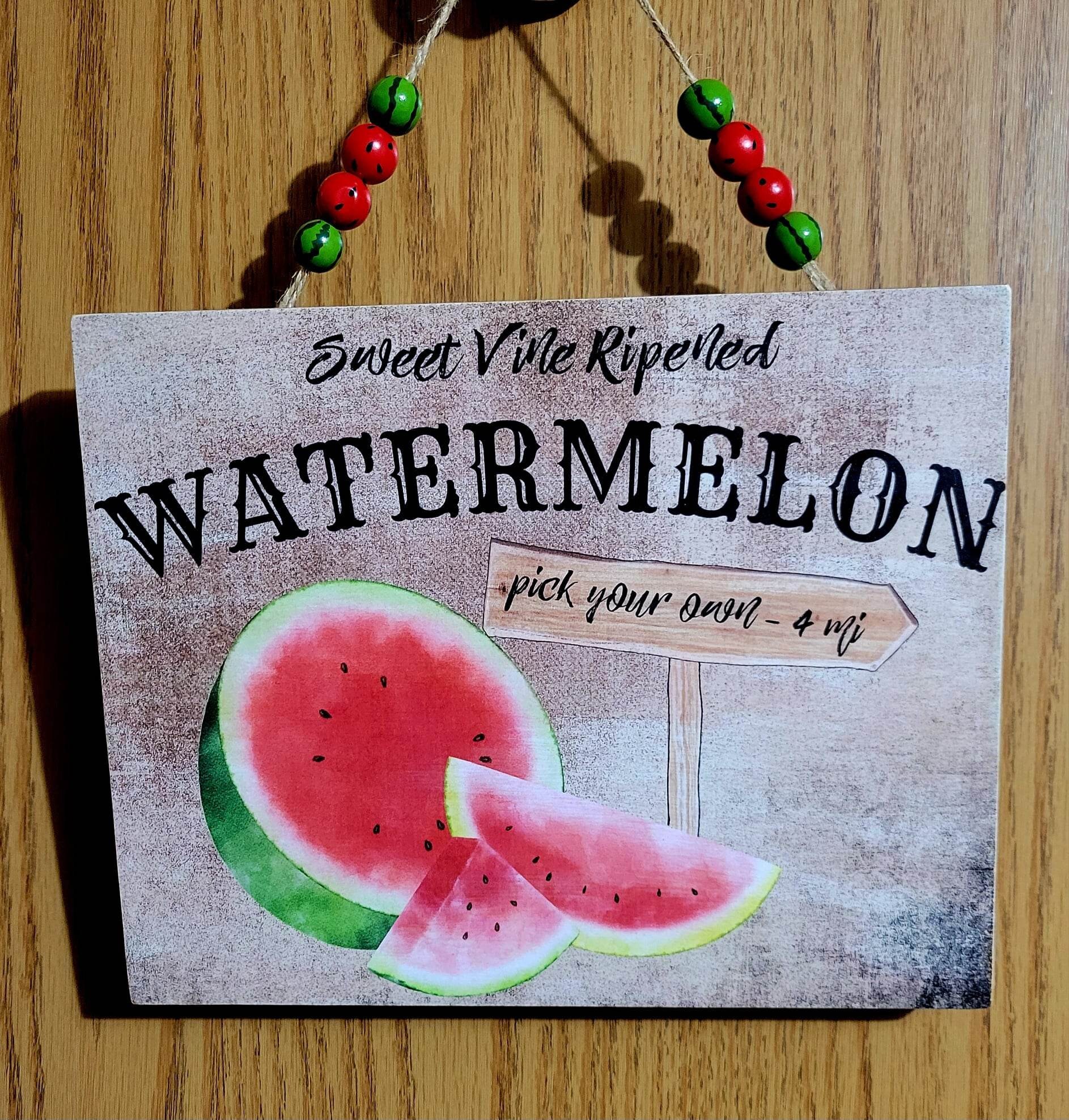 Watermelon Wood Sign With Watermelon Beads Hanger Summer Home - Etsy