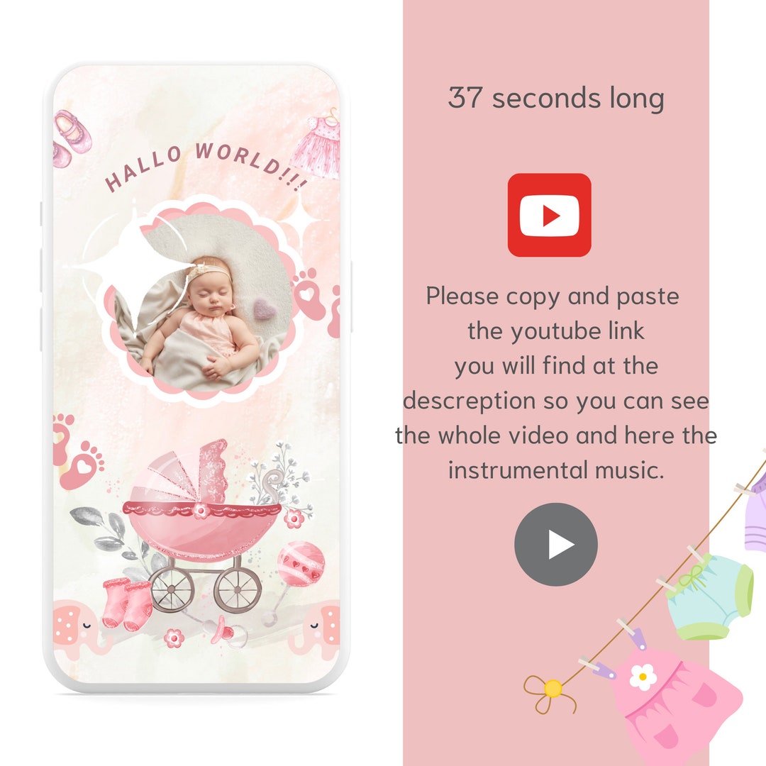 Digital Birth Video Announcement, Animated Birth Announcement Sign ...