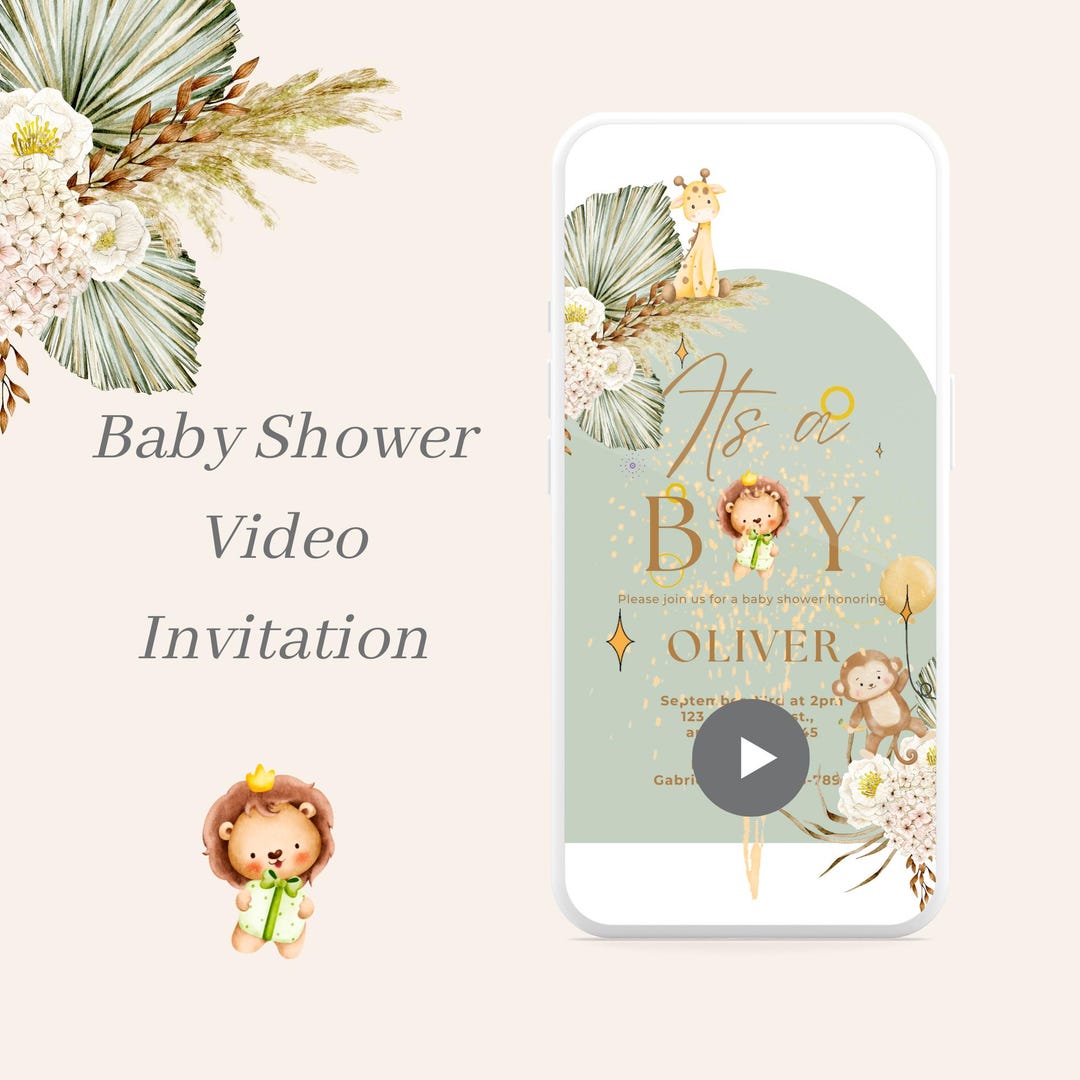 Baby Shower Video Invitation, Baby Safari Invitation, New Arrival ...