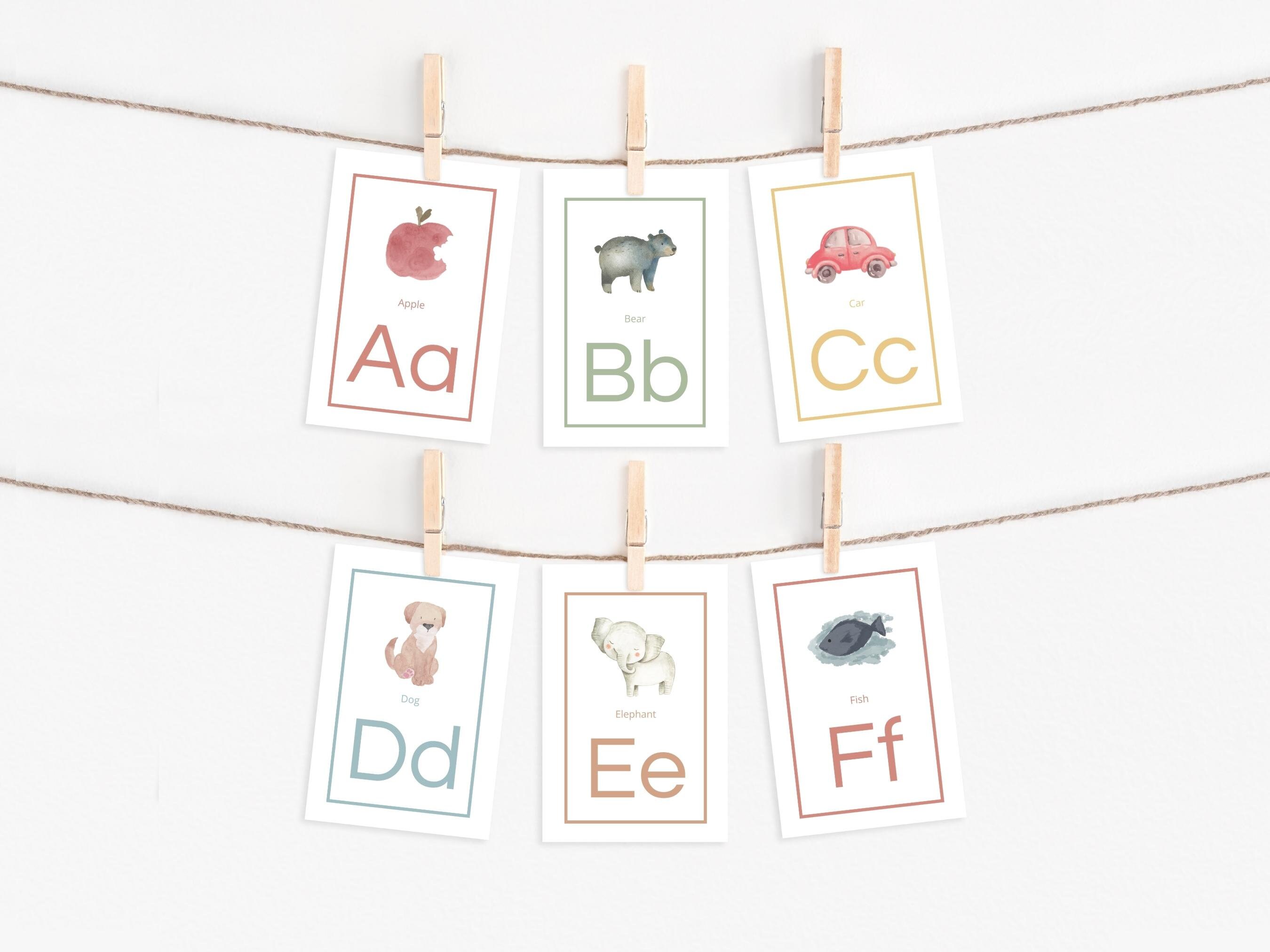 Printable Alphabet Flashcards Digital Watercolor Letter - Etsy