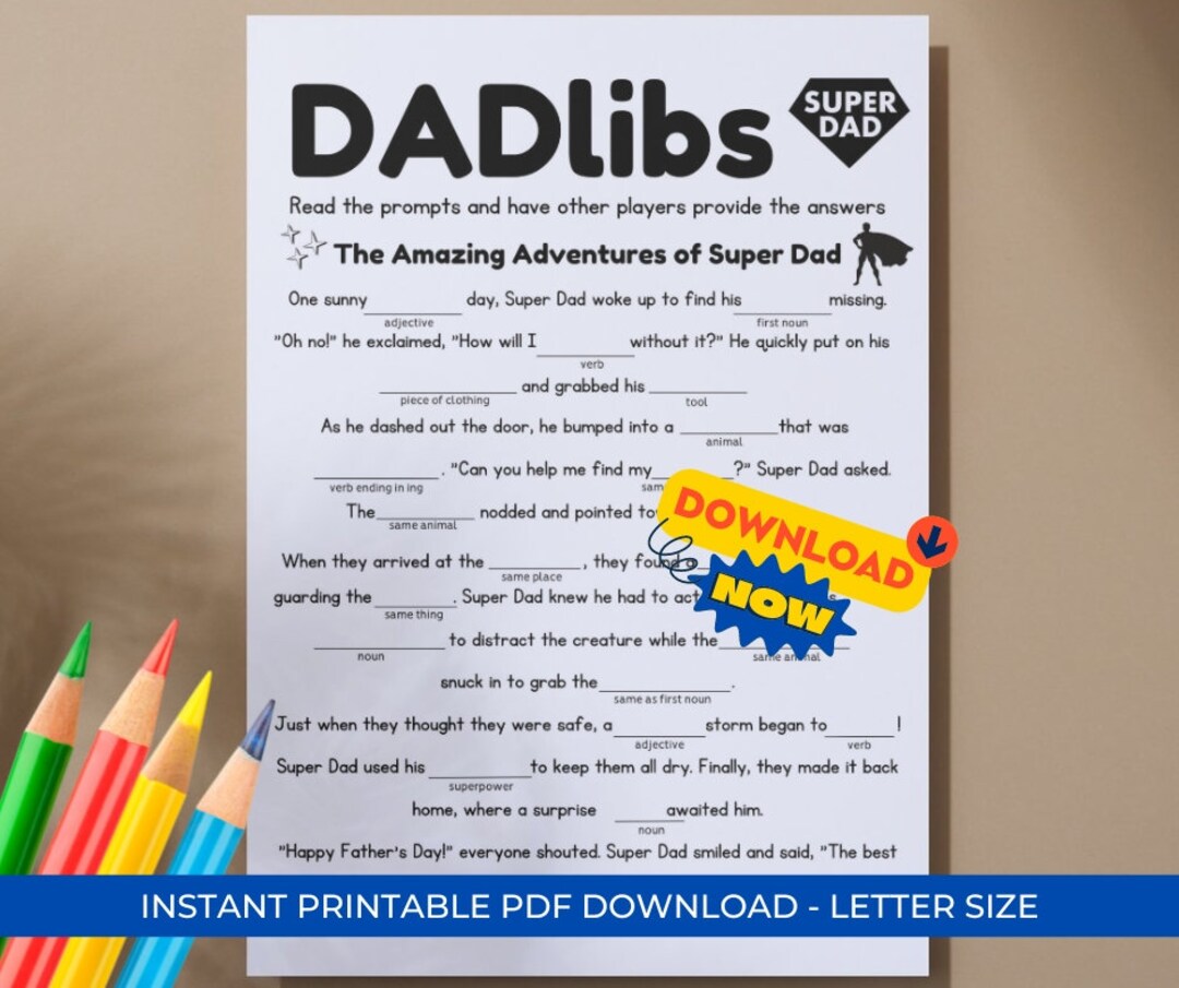 Dadlibs: Printable Dad's Birthday / Father's Day Mad Libs Printable ...