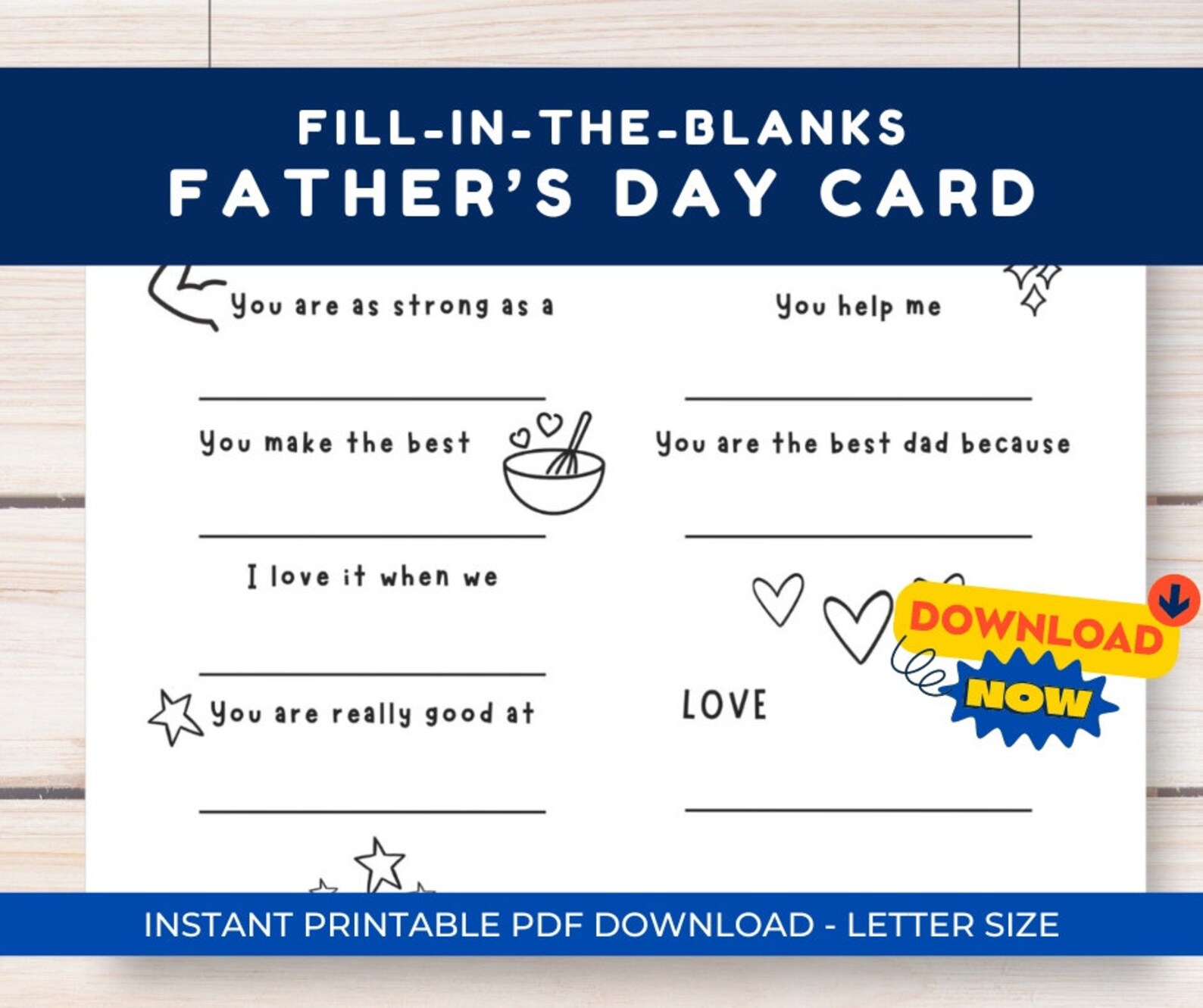 Fillable Happy Father's Day Card | Editable Dad's Day Car | Fill in the ...