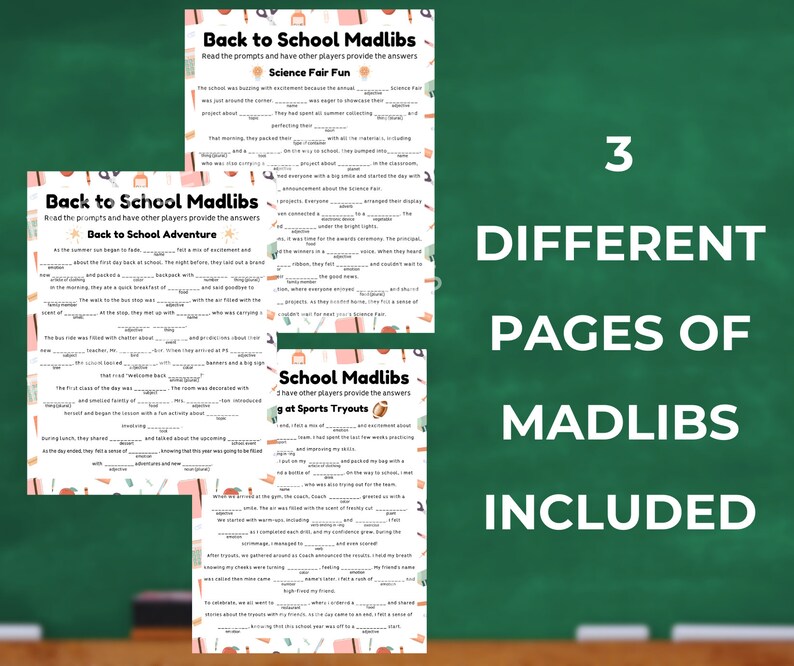Back to School Madlibs | 1st Day Game, First Day of School Activity ...