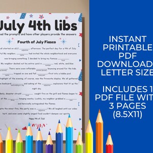 July 4th Madlibs: Printable Fourth of July Mad Libs Patriotic Games ...