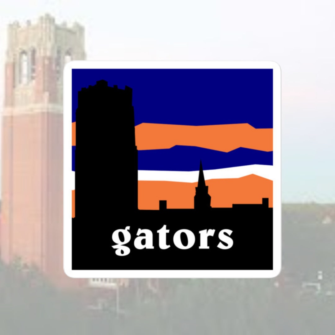 University of Florida Inspired Gator Sticker Century Tower, Uf, Orange ...