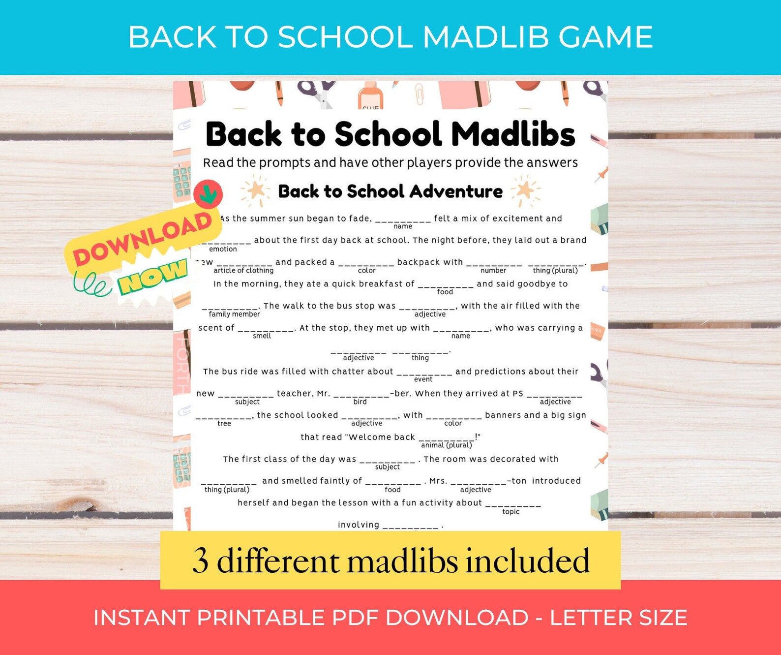 Back to School Madlibs | 1st Day Game, First Day of School Activity ...