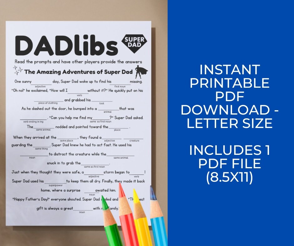 Dadlibs: Printable Dad's Birthday / Father's Day Mad Libs Printable ...