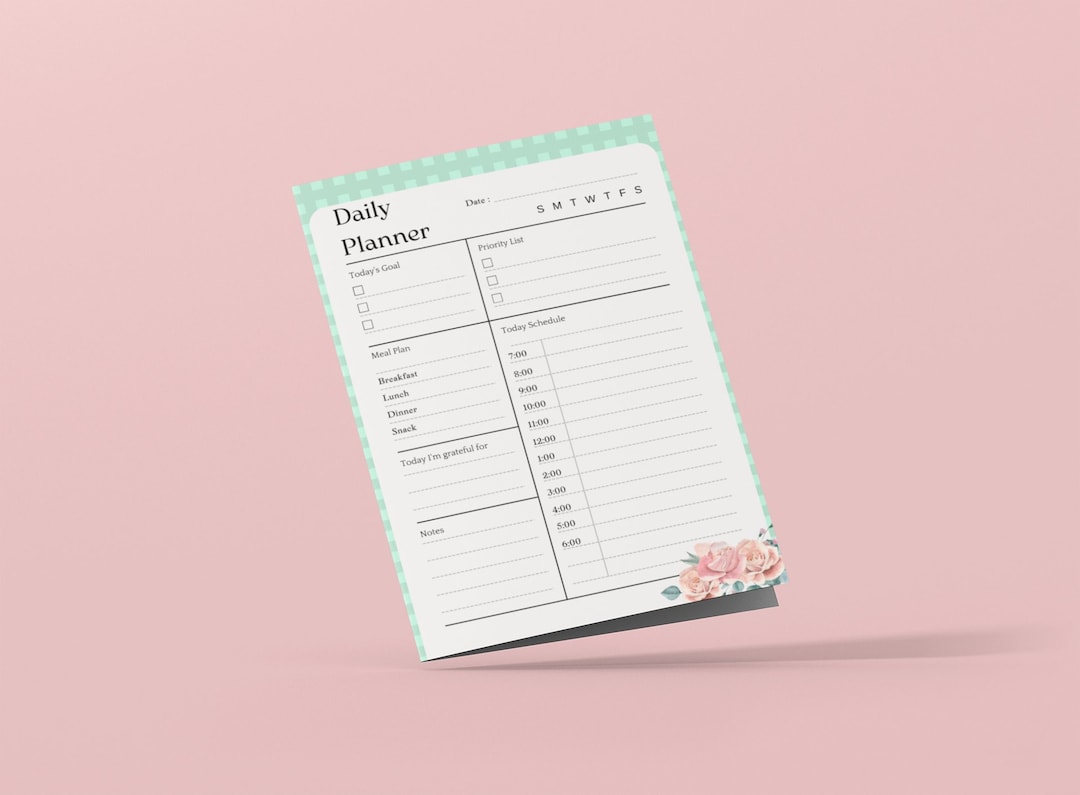 Single Page Printable Daily Planner - Etsy