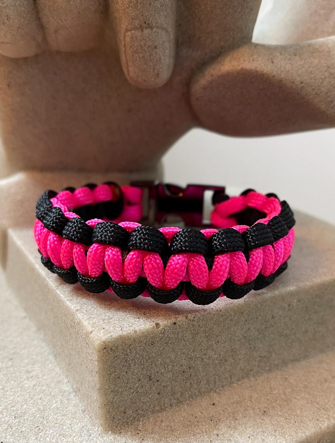 Cobra Style - Paracord Bracelet - Neon Pink - Black Color - Made to ...