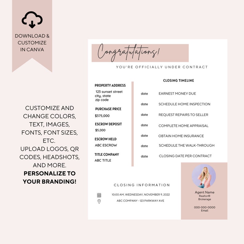 Under Contract Timeline for Real Estate Transaction Timeline - Etsy