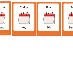 Bilingual Printable Flashcards: English and Spanish | Days of the Week ...