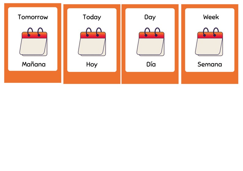 Bilingual Printable Flashcards: English and Spanish | Days of the Week ...